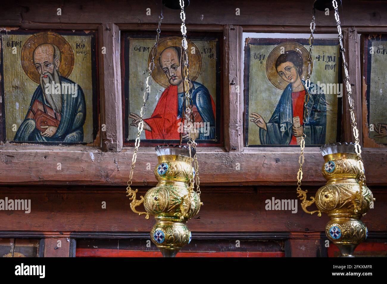 Icons of Saints on the templon in the little 18th cen, church of Agios ...