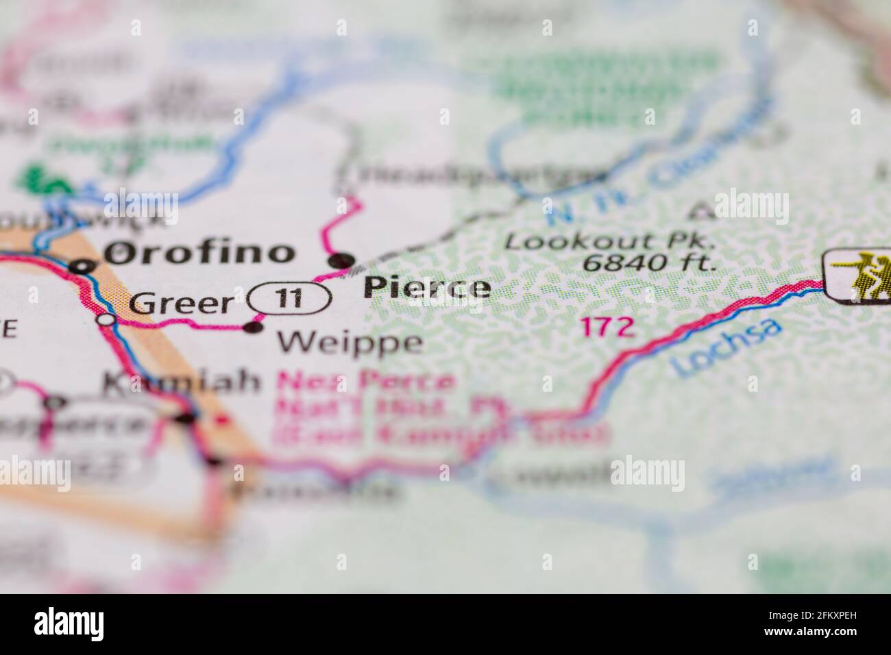 Pierce Idaho USA shown on a Geography map or road map Stock Photo - Alamy