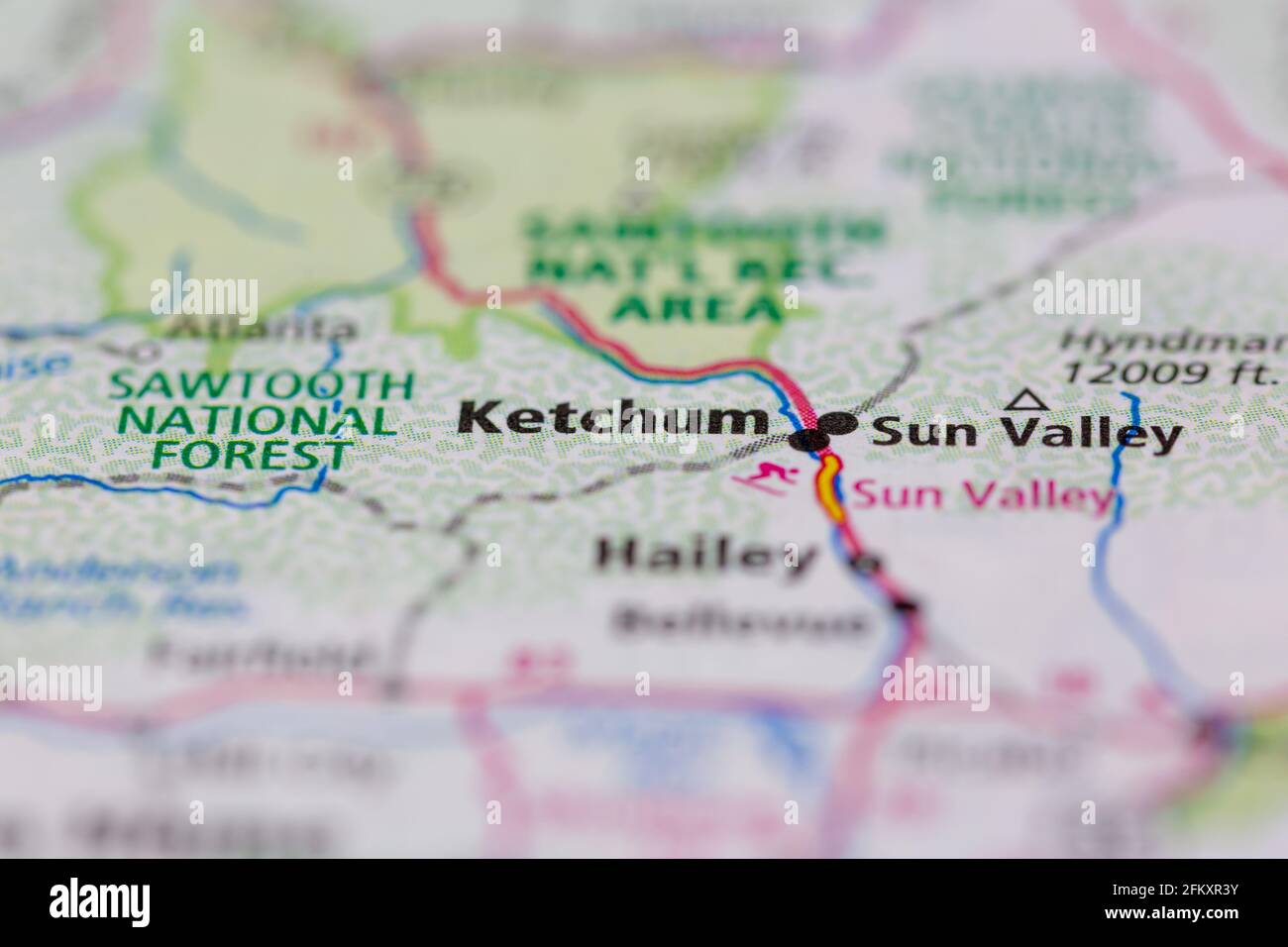 Ketchum Idaho USA shown on a Geography map or road map Stock Photo - Alamy
