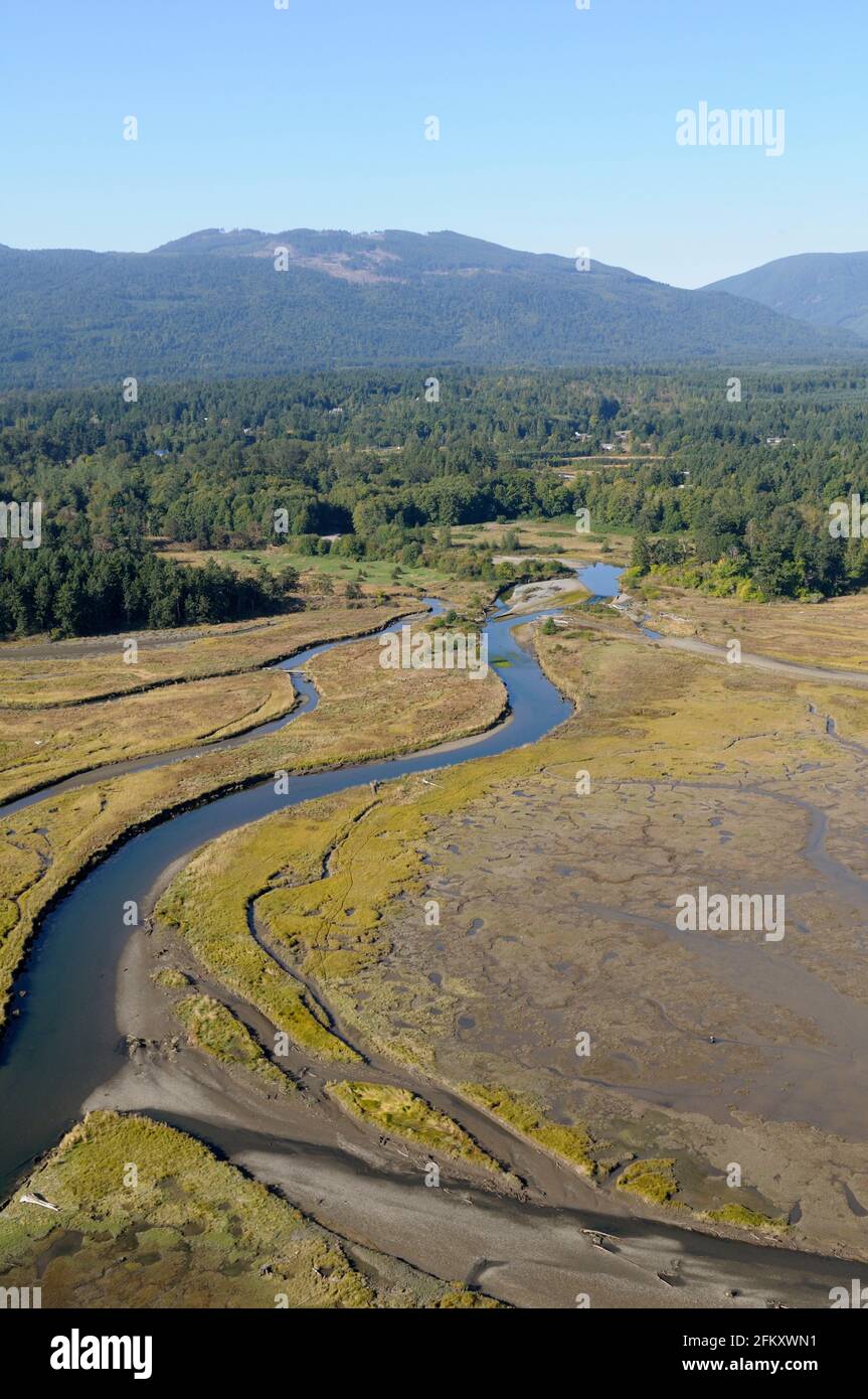 Aerial photograph of the Chemainus River Estuary, Chemainus Valley ...