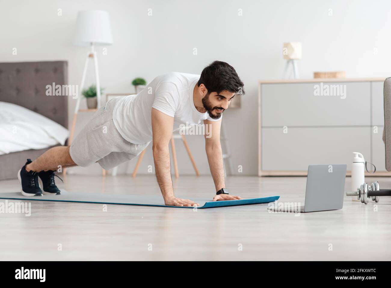 Online workout, coach remotely and home exercises during covid-19 ...