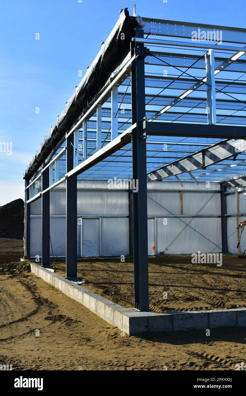 Steel beams and framing members of new commercial building under ...