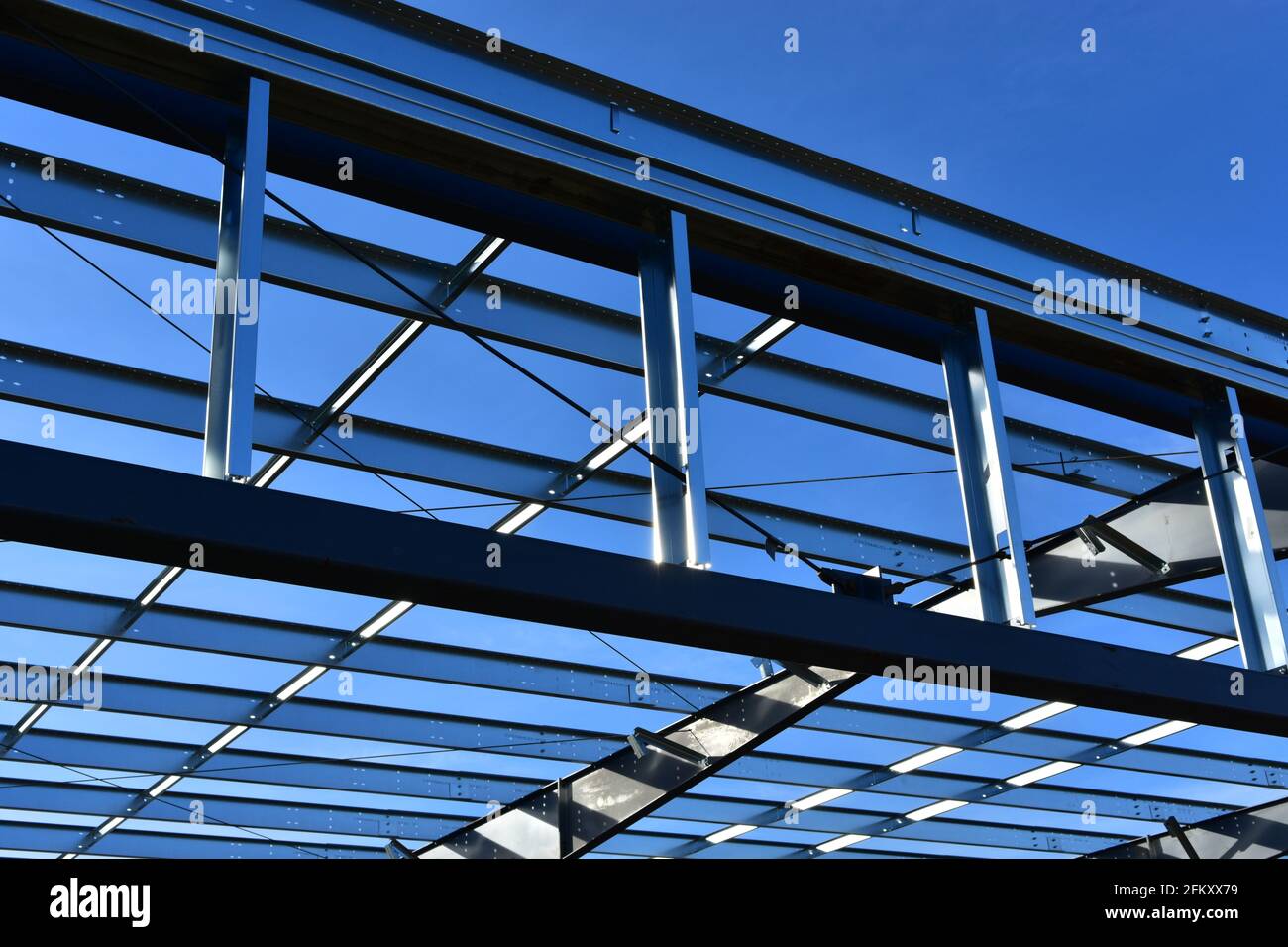 Steel beams and framing members of new commercial building under ...