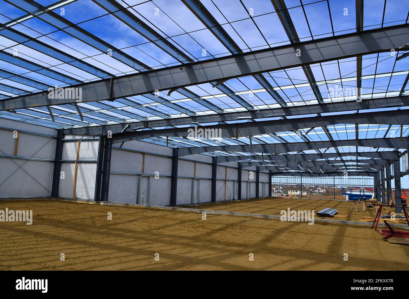 Steel beams and framing members of new commercial building under ...