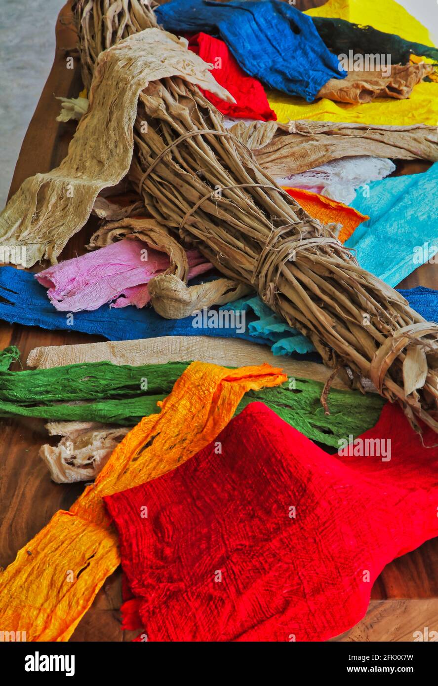 Mulberry paper display, in all the colours of the rainbow, including ...