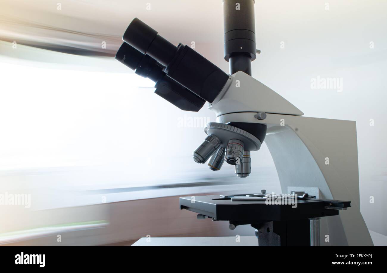 laboratory, microscope for chemistry biology test samples, examining ...