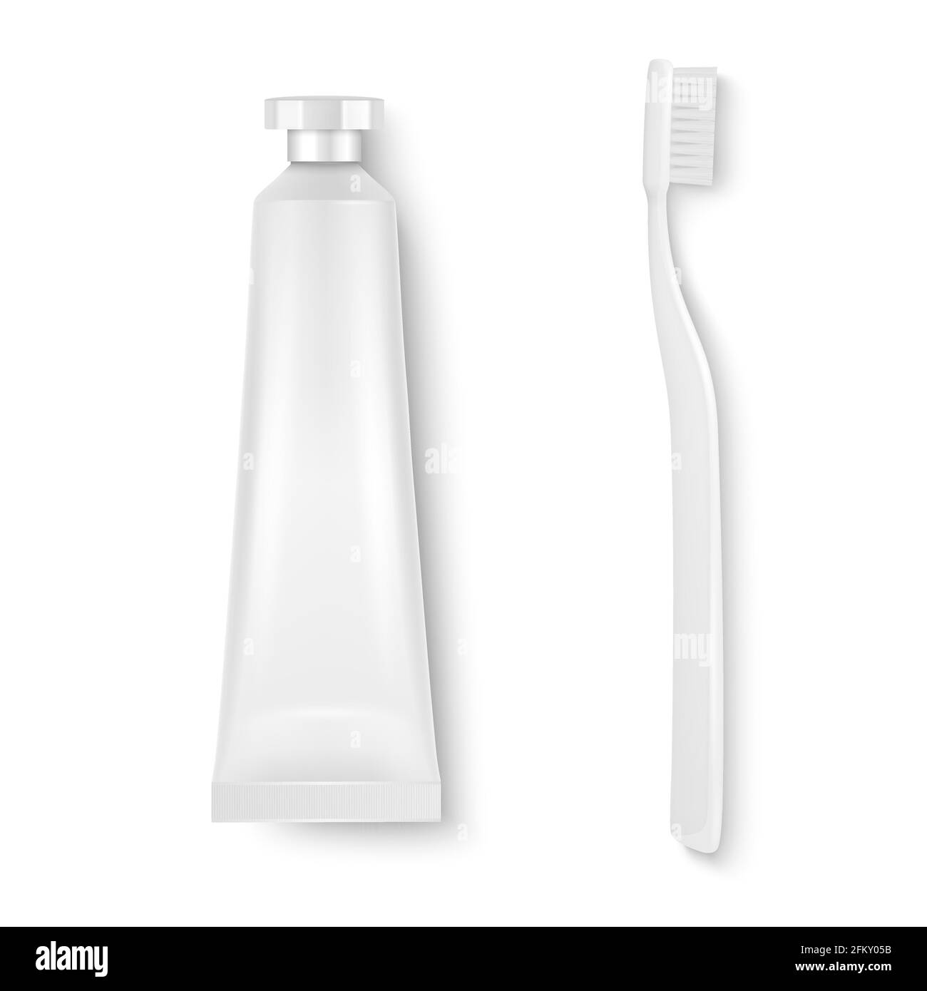 Vector 3d Realistic Plastic, Metal White Tooth Paste Tube and Tooth ...