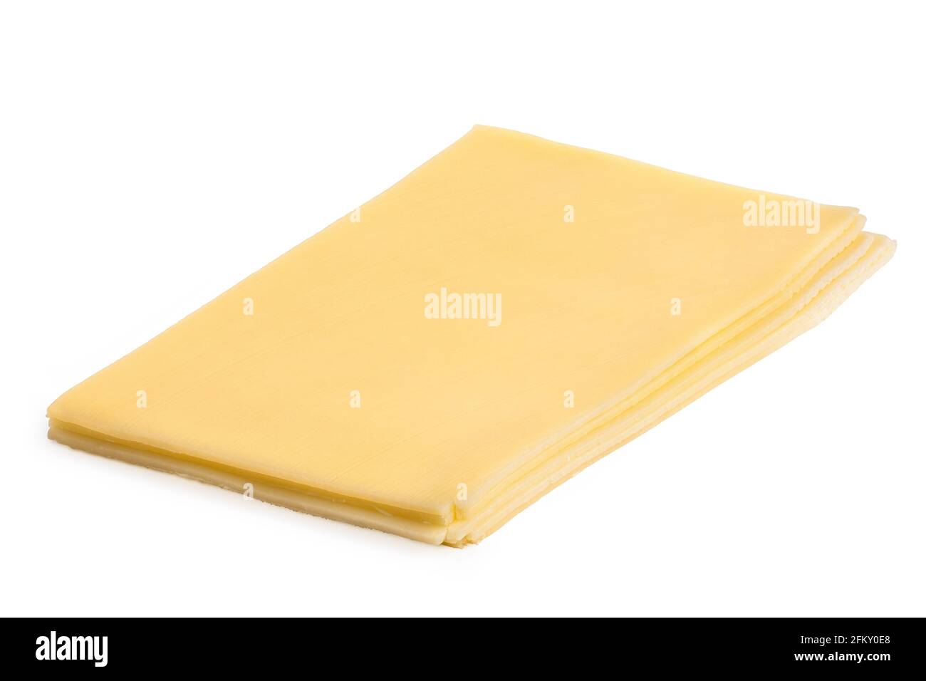 Stack of thin yellow cheese slices isolated on white Stock Photo - Alamy