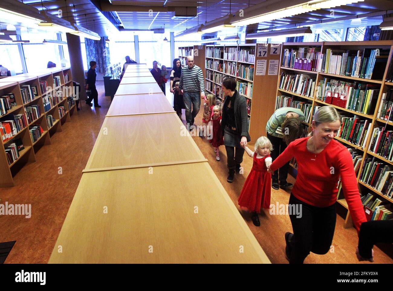 Christmas tree looting, with dance, at the library in Motala, Sweden ...