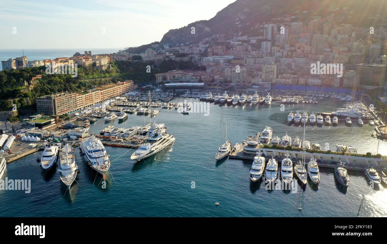 Aerial view of Monaco harbour 2021 Monte Carlo Stock Photo - Alamy