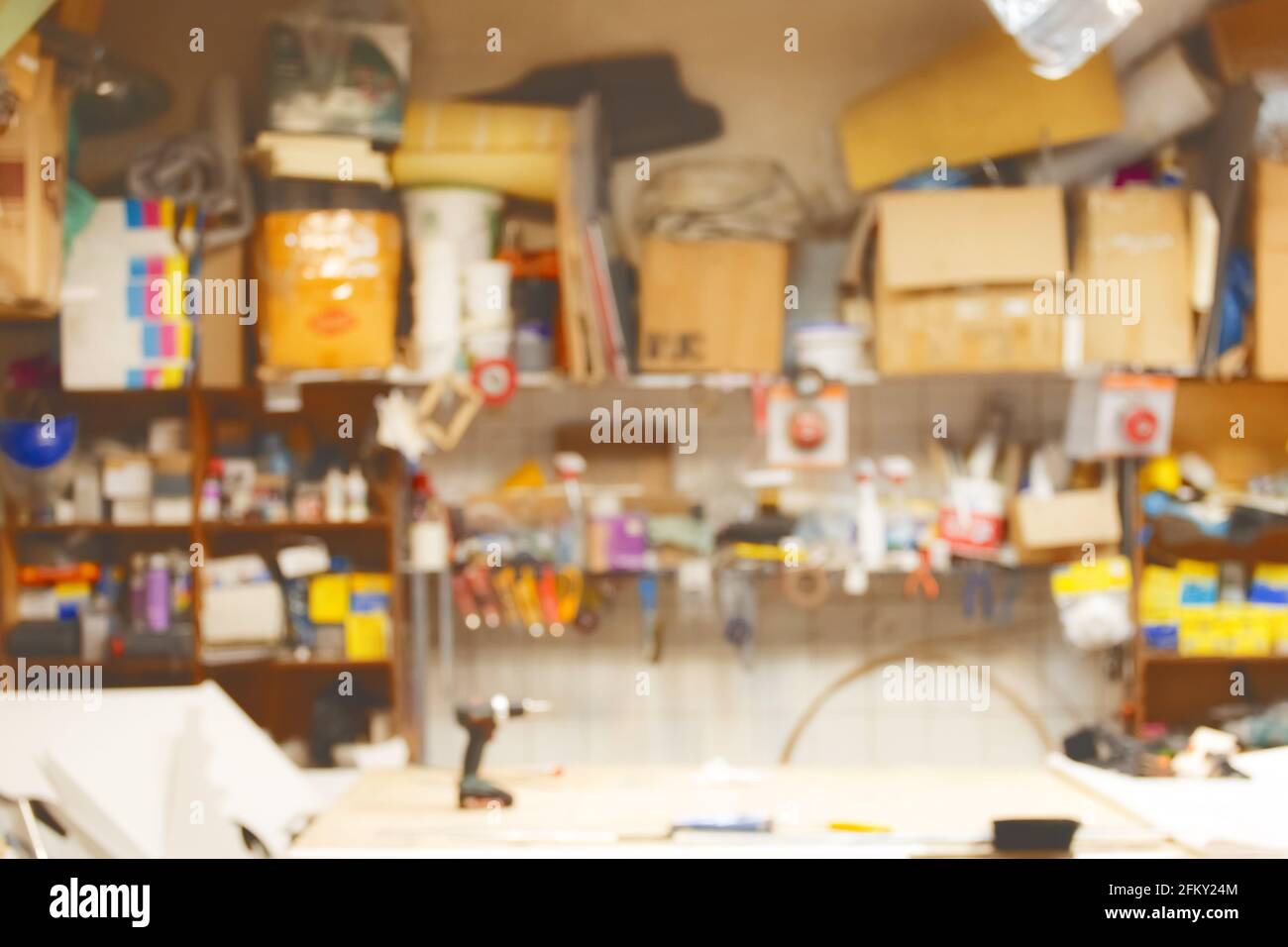 Blurred workshop blur work garage industrial plant or factory ...