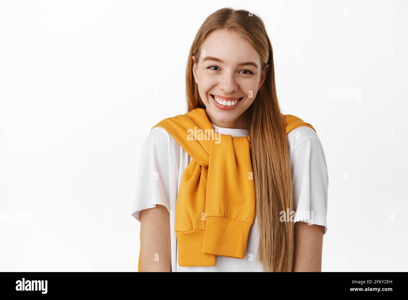 Blushing woman shy hi-res stock photography and images - Alamy