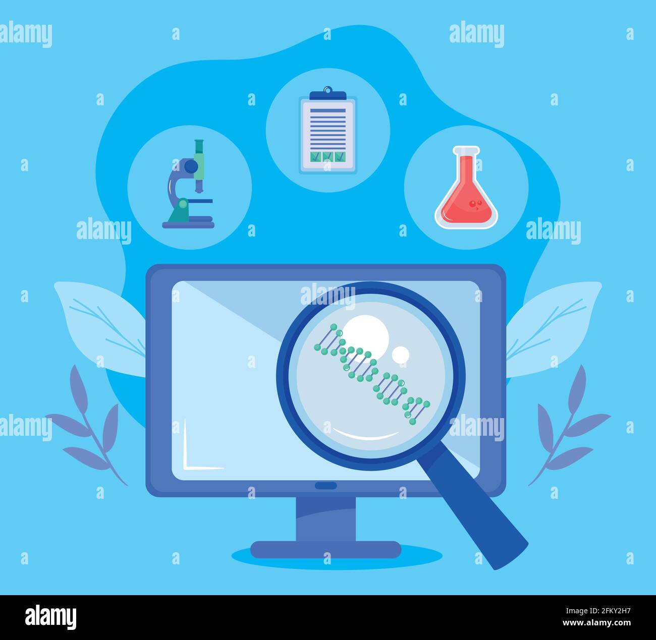 computer and biology icons around Stock Vector Image & Art - Alamy