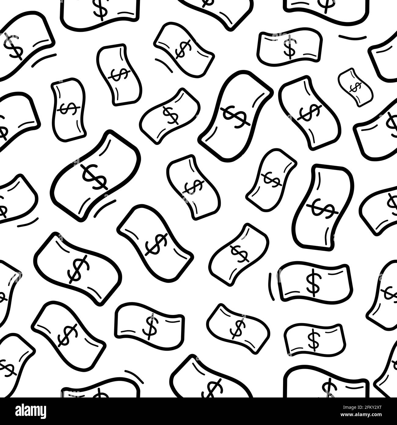 Seamless pattern with funny doodle money rain Stock Vector Image & Art ...