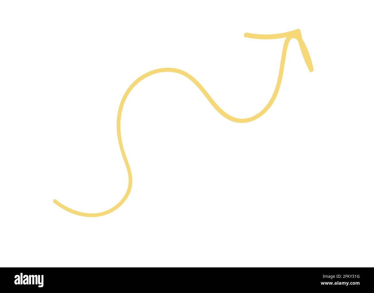 yellow spiral arrow. hand drawing cartoon. doodle vector illustration ...