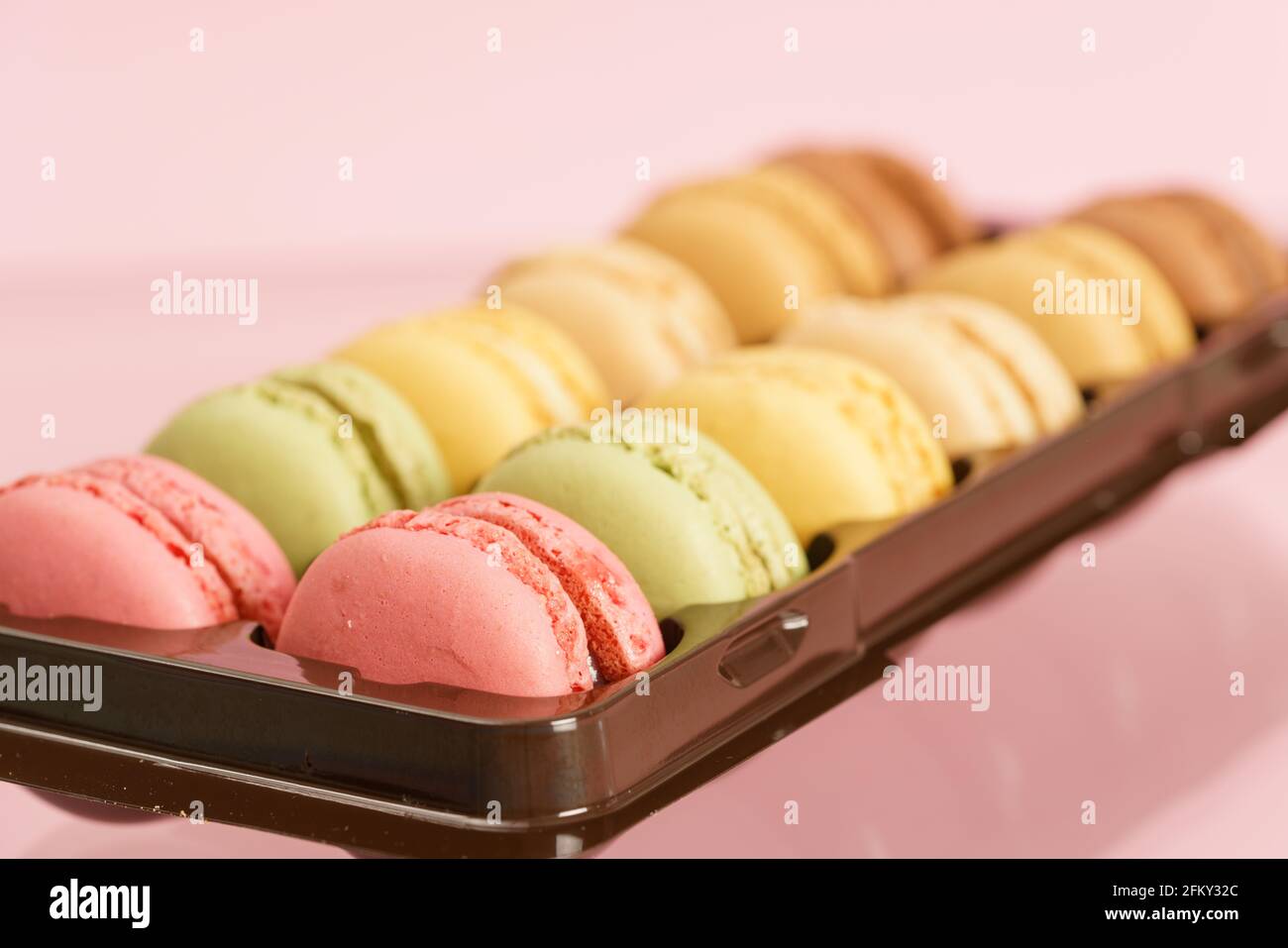 Macaron Cakes in Plastic Package. Macaroons Cakes in Plastic Container ...