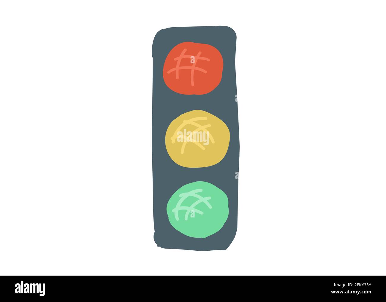 road traffic light. style cartoon simple hand drawing. vector ...