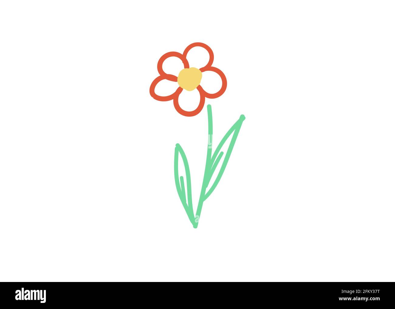 single floral element. flower handdraw simple vector illustration ...