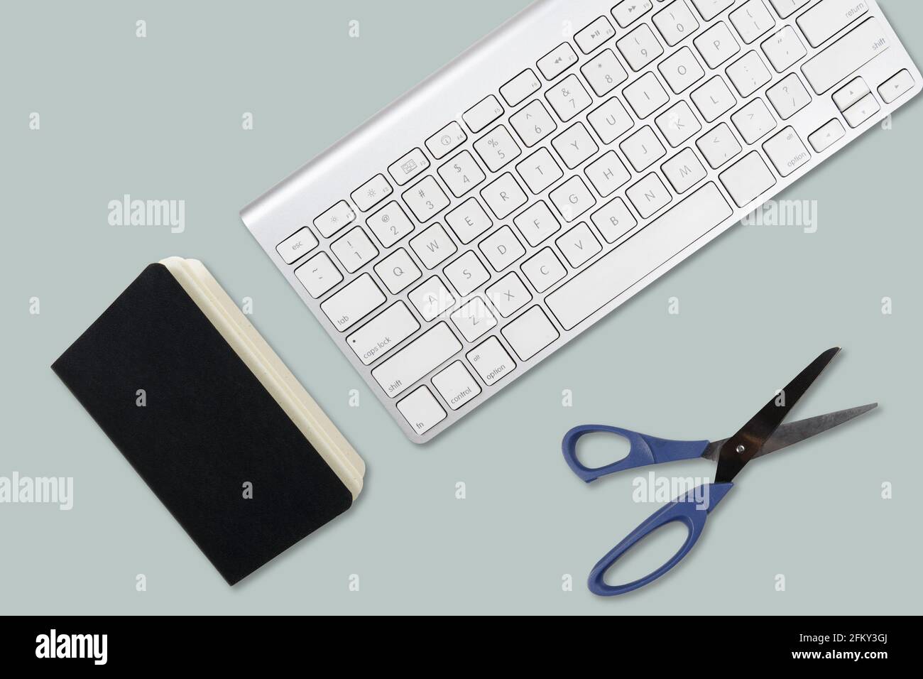 serie concept of office objects on colorful table background Stock ...