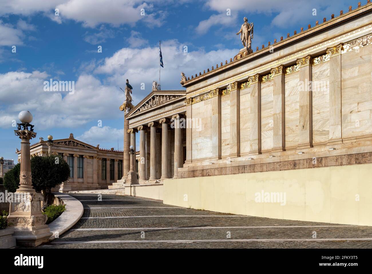Athens, Attica, Greece. Exterior view to the National Academy of Athens ...
