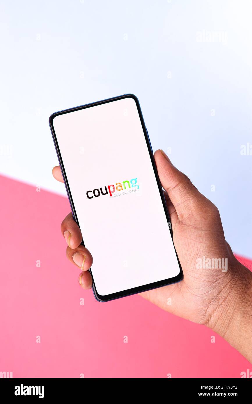 Assam, india - May 04, 2021 : Coupang logo on phone screen stock image ...