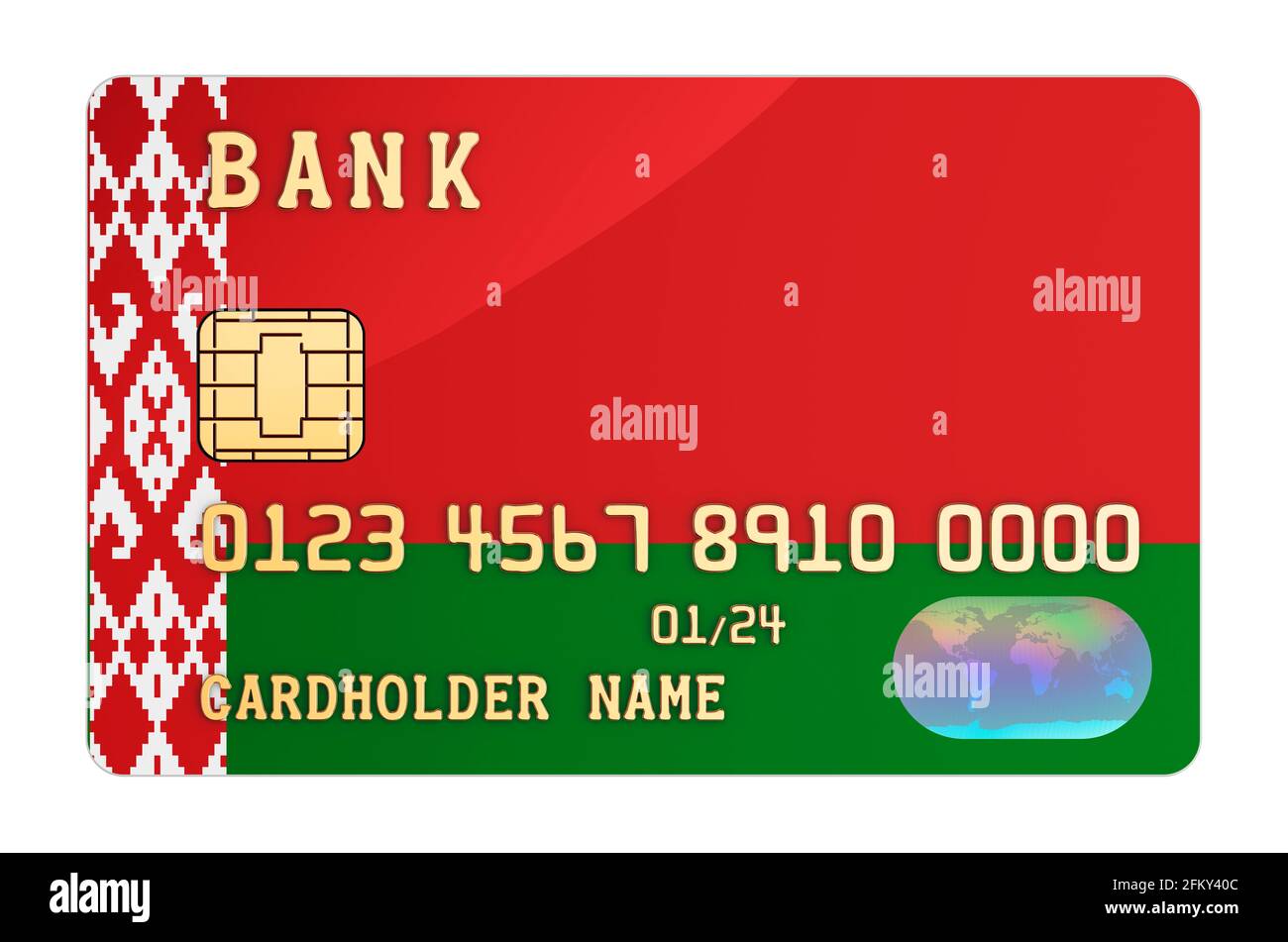 Bank credit card featuring Belarusian flag. National banking system in ...