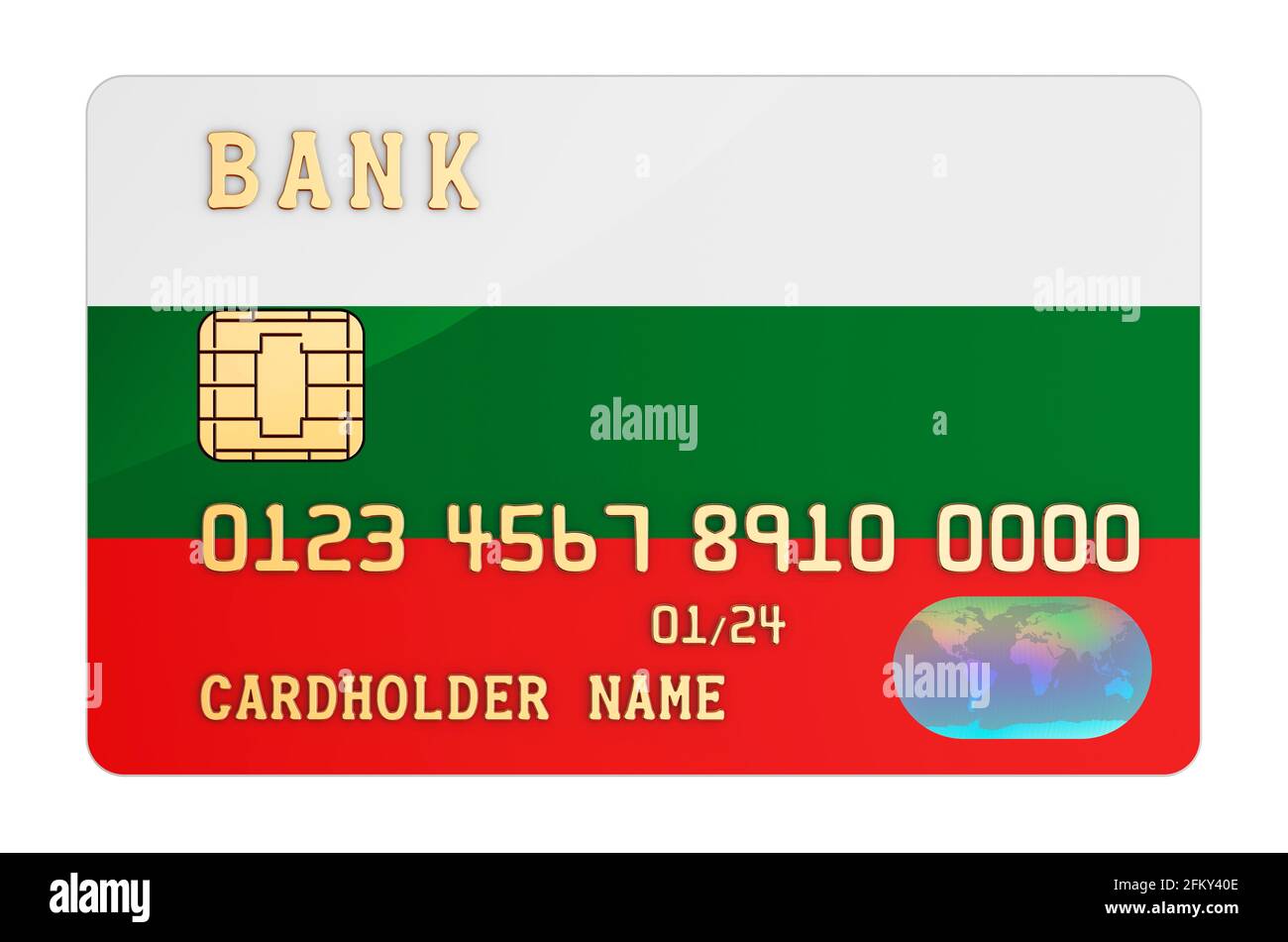 Bank credit card featuring Bulgarian flag. National banking system in ...