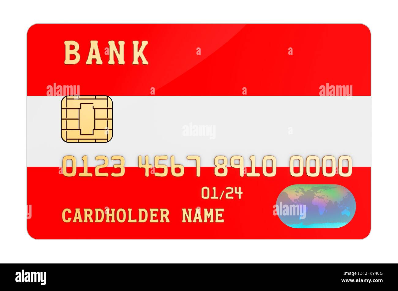Bank credit card featuring Austrian flag. National banking system in ...