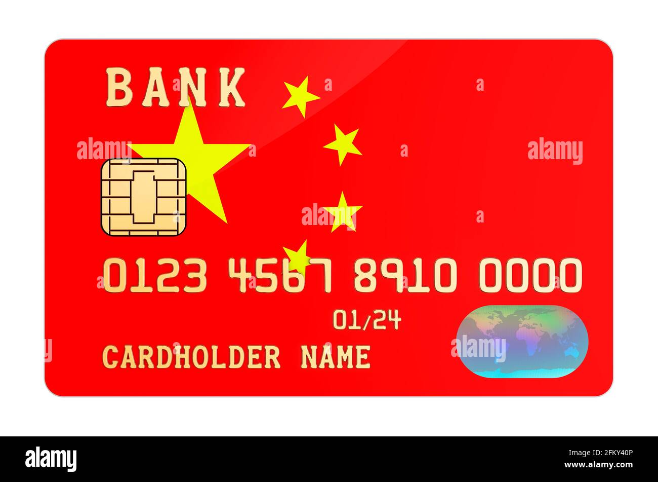 Bank credit card featuring Chinese flag. National banking system in ...