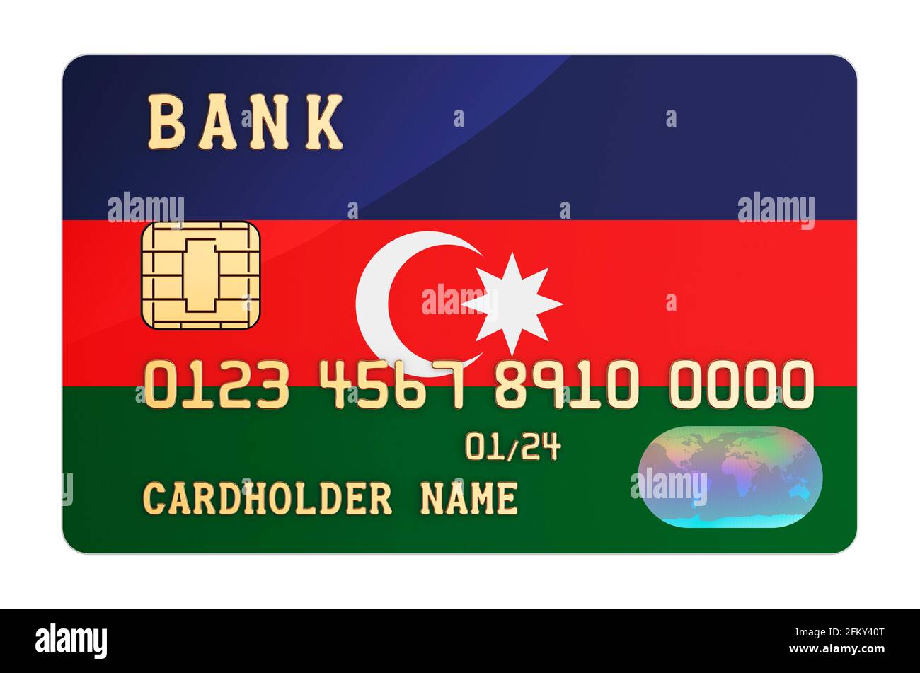 Bank credit card featuring Azerbaijani flag. National banking system in ...