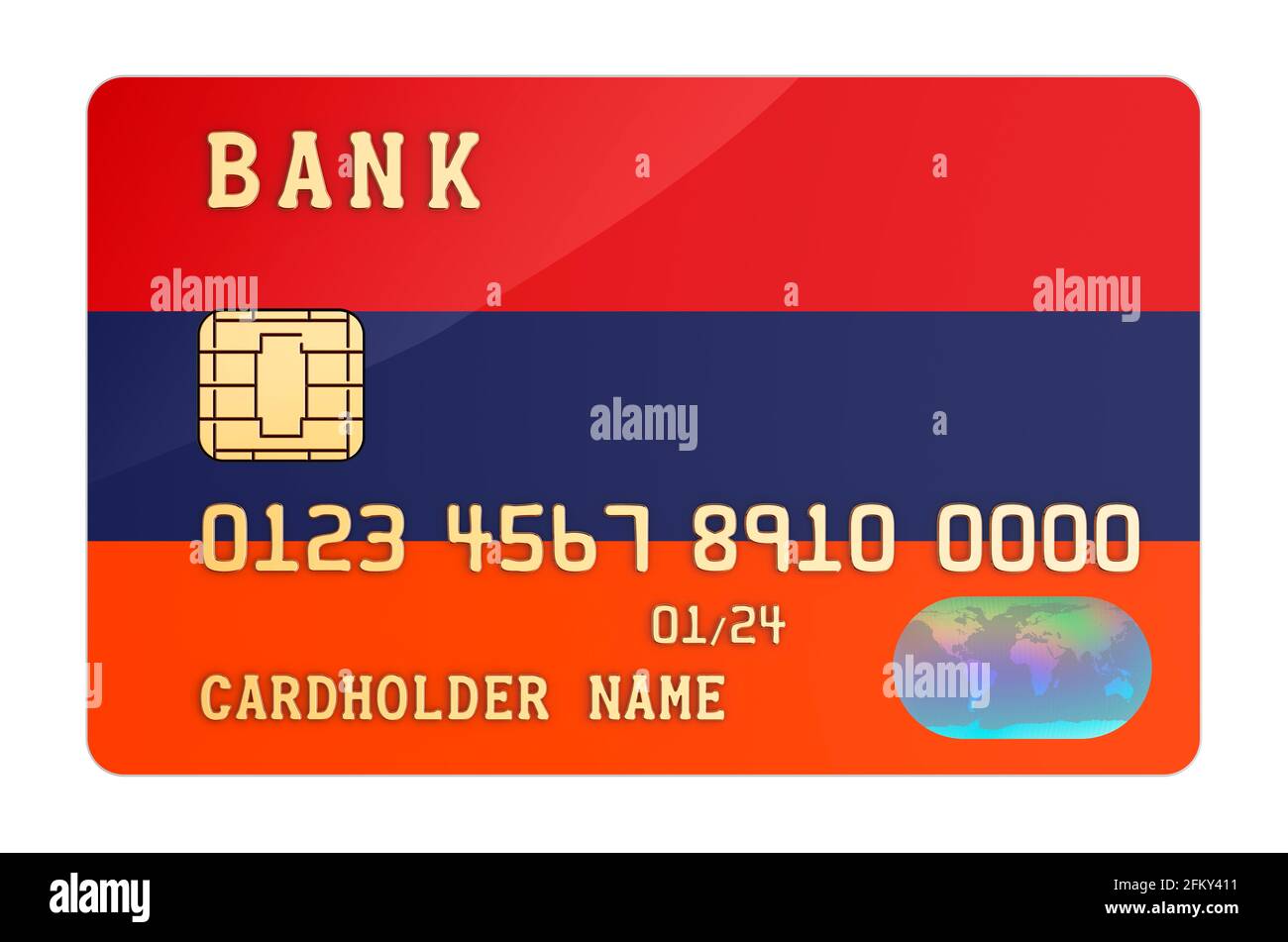 Bank credit card featuring Armenian flag. National banking system in ...