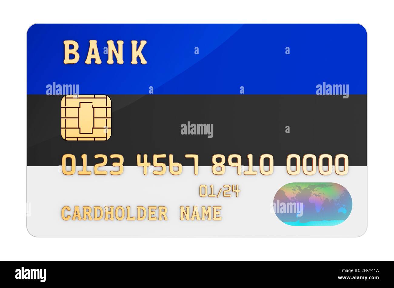 Bank credit card featuring Estonian flag. National banking system in ...
