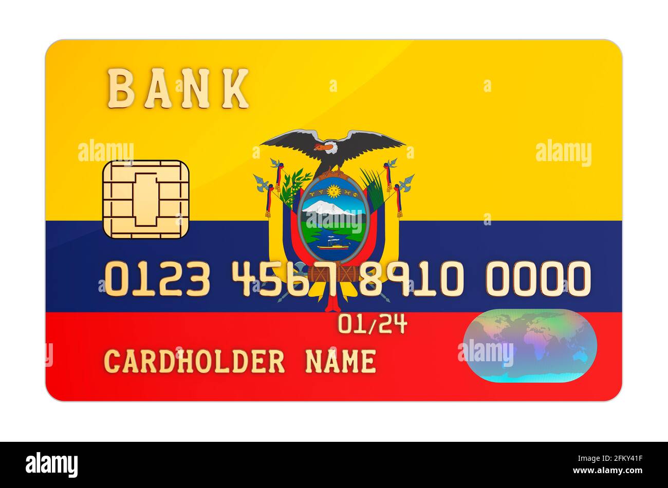 Bank credit card featuring Ecuadorian flag. National banking system in ...