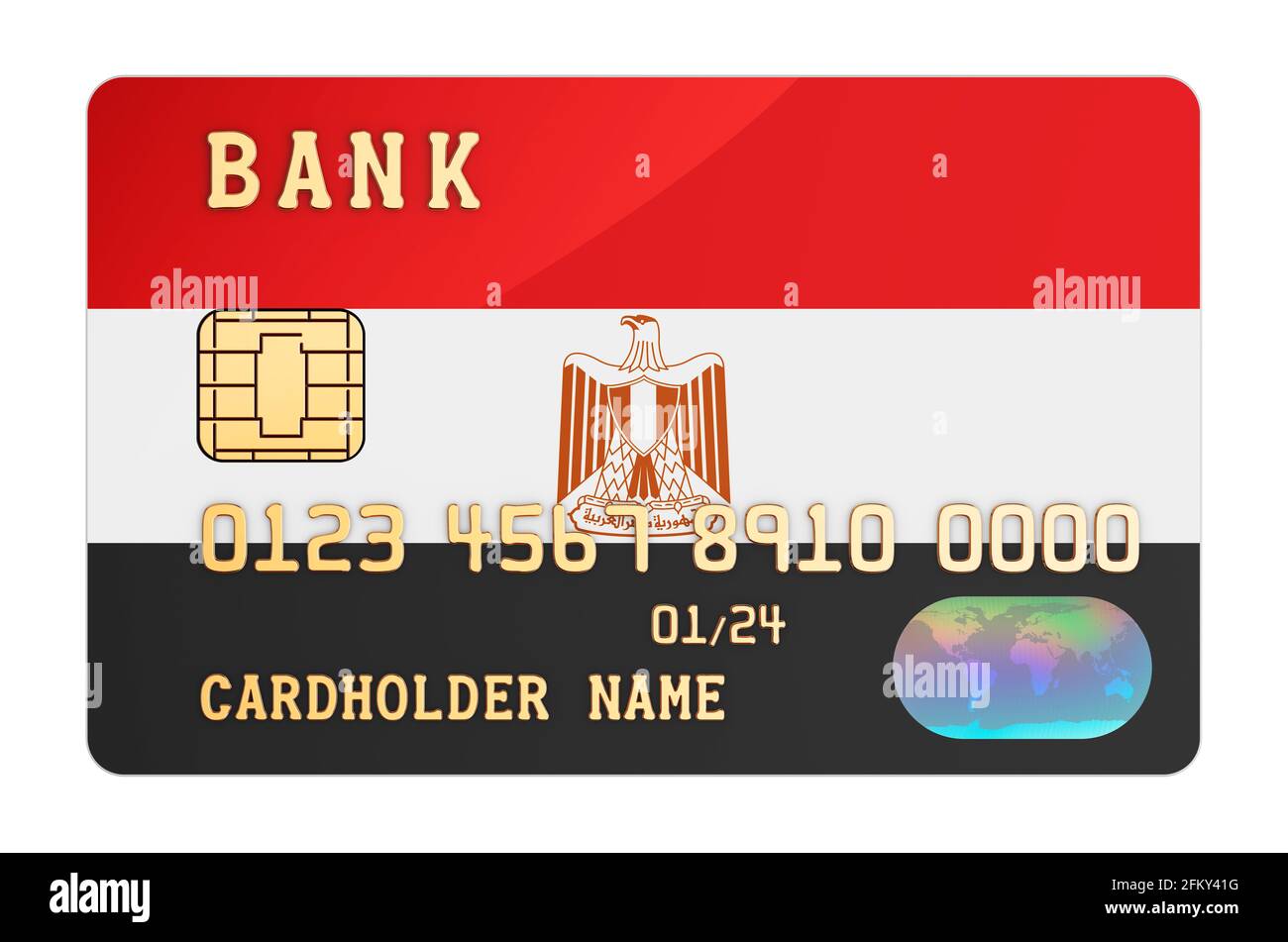 Bank credit card featuring Egyptian flag. National banking system in ...