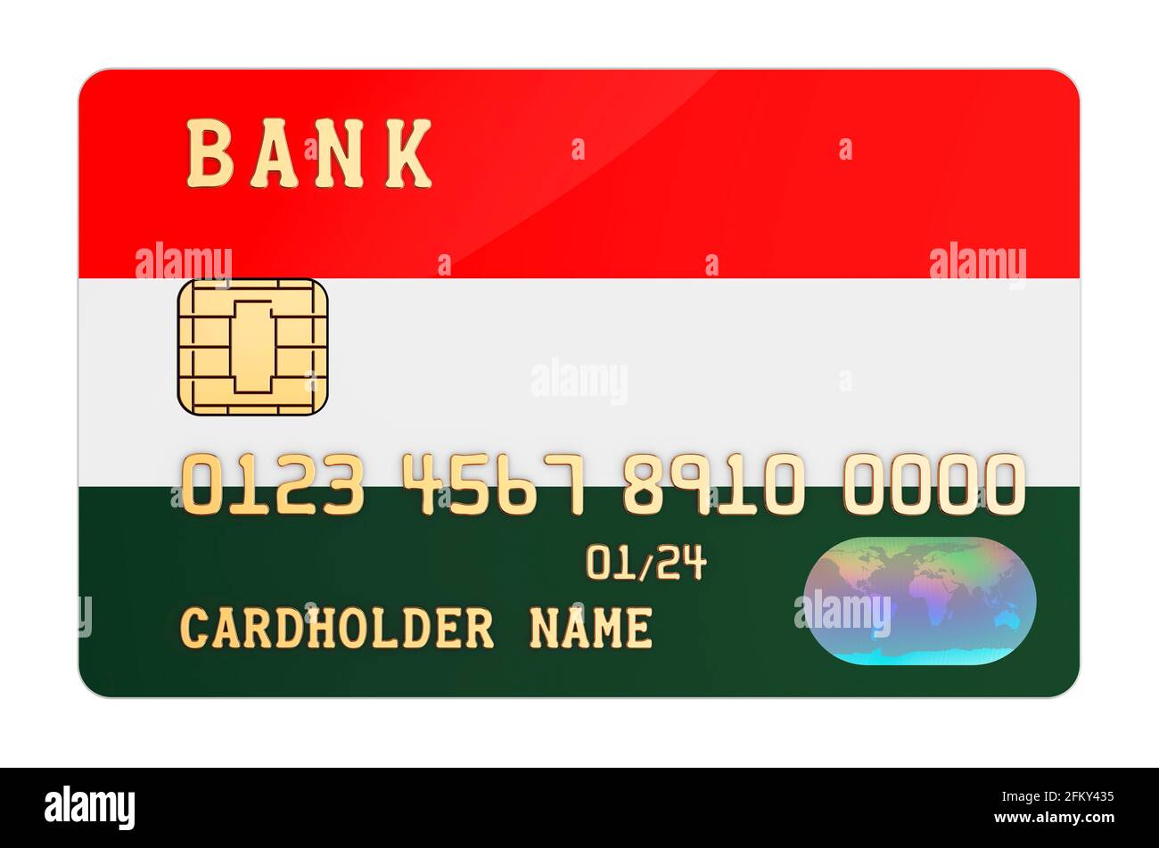 Bank credit card featuring Hungarian flag. National banking system in ...