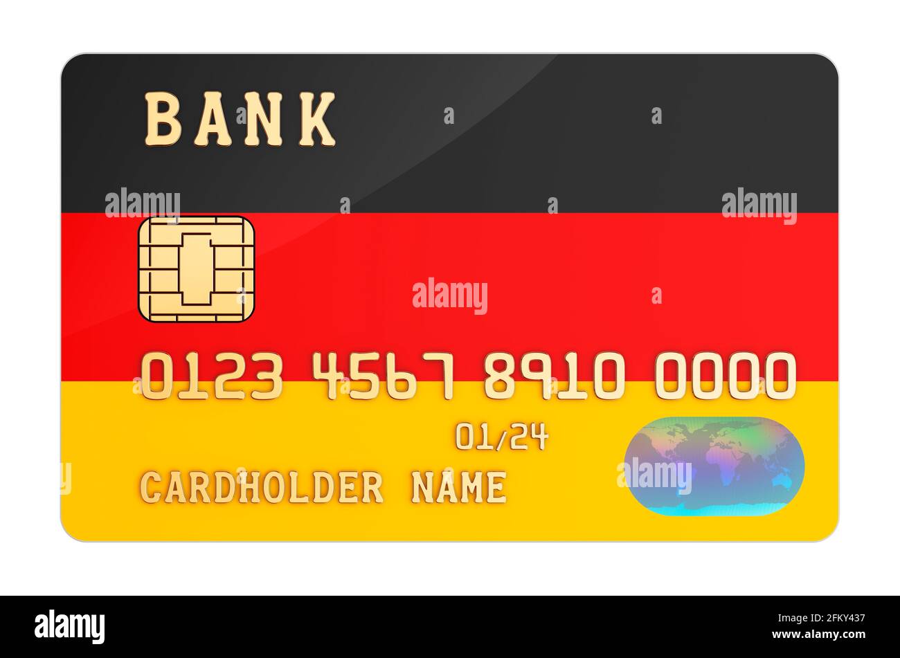 Bank credit card featuring German flag. National banking system in ...