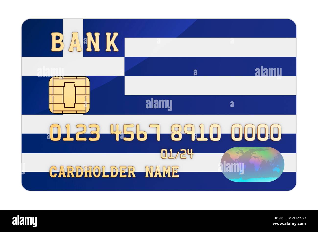 Bank credit card featuring Greek flag. National banking system in ...