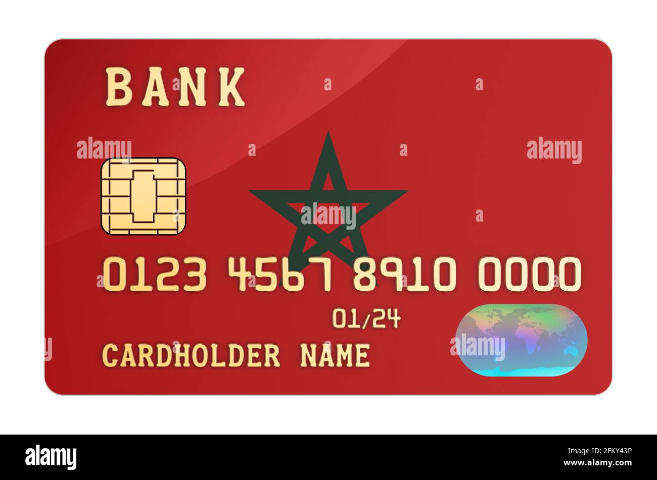 Bank credit card featuring Moroccan flag. National banking system in ...