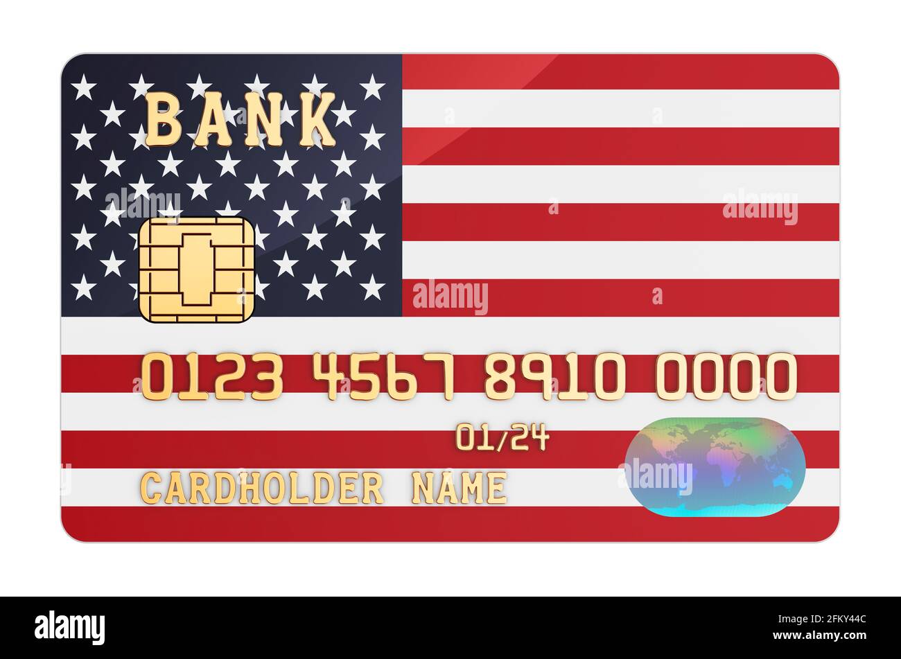 Bank credit card featuring The United States flag. National banking ...
