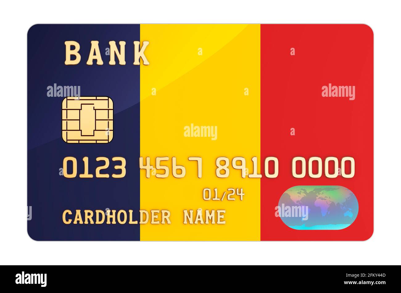 Bank credit card featuring Romanian flag. National banking system in ...