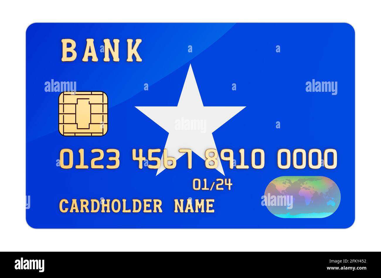 Bank credit card featuring Somali flag. National banking system in ...