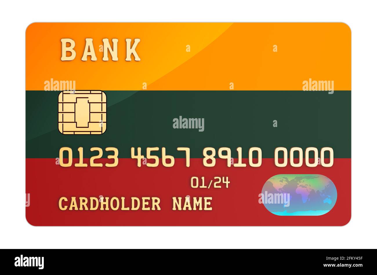 Bank credit card featuring Lithuanian flag. National banking system in ...