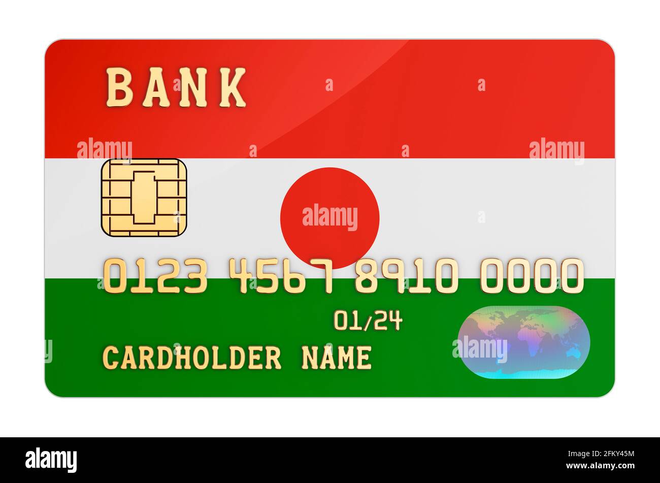 Bank credit card featuring Niger flag. National banking system in Niger ...