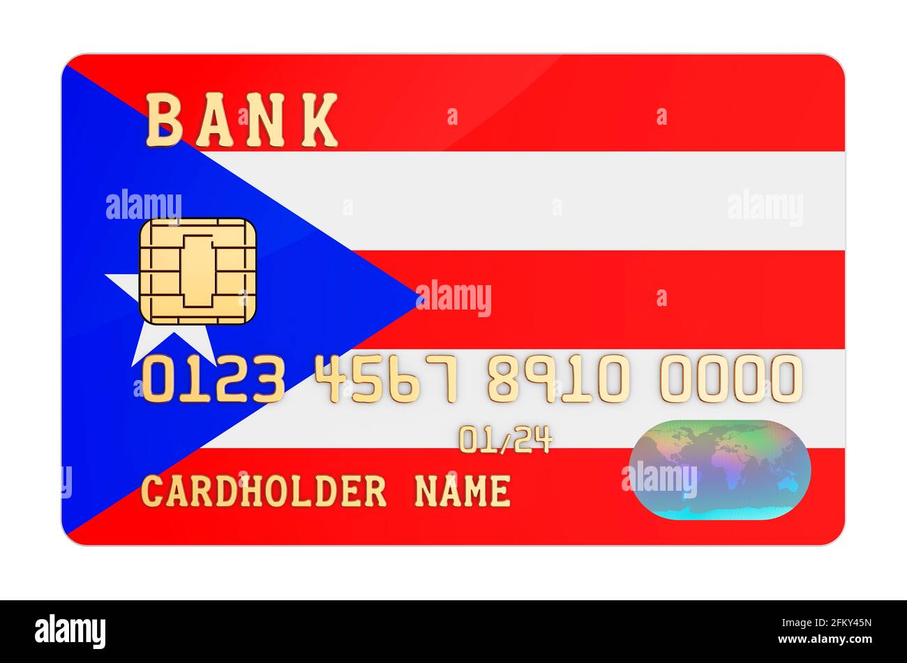 Bank credit card featuring Puerto Rican flag. National banking system ...