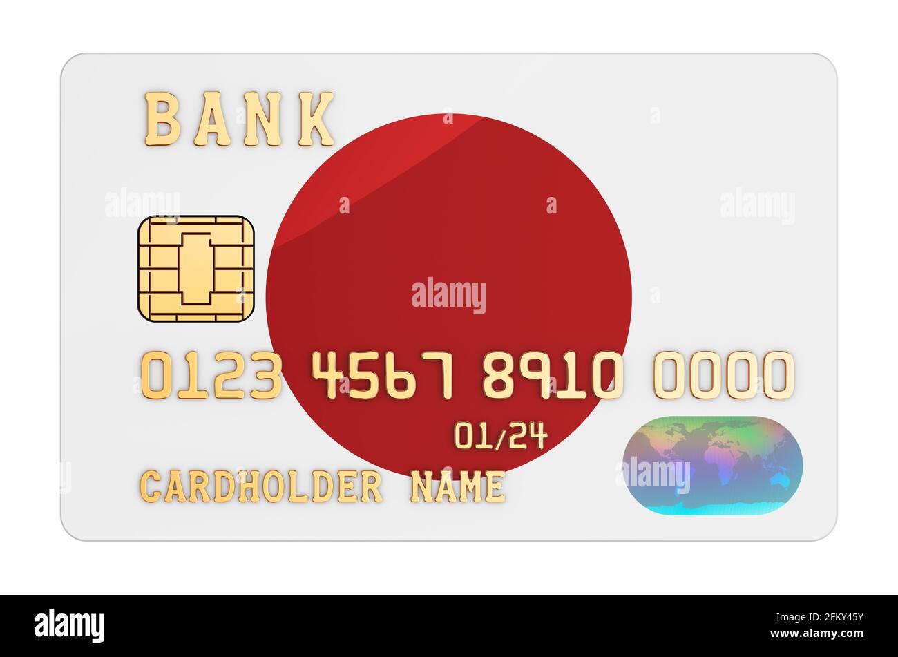 Bank credit card featuring Japanese flag. National banking system in ...