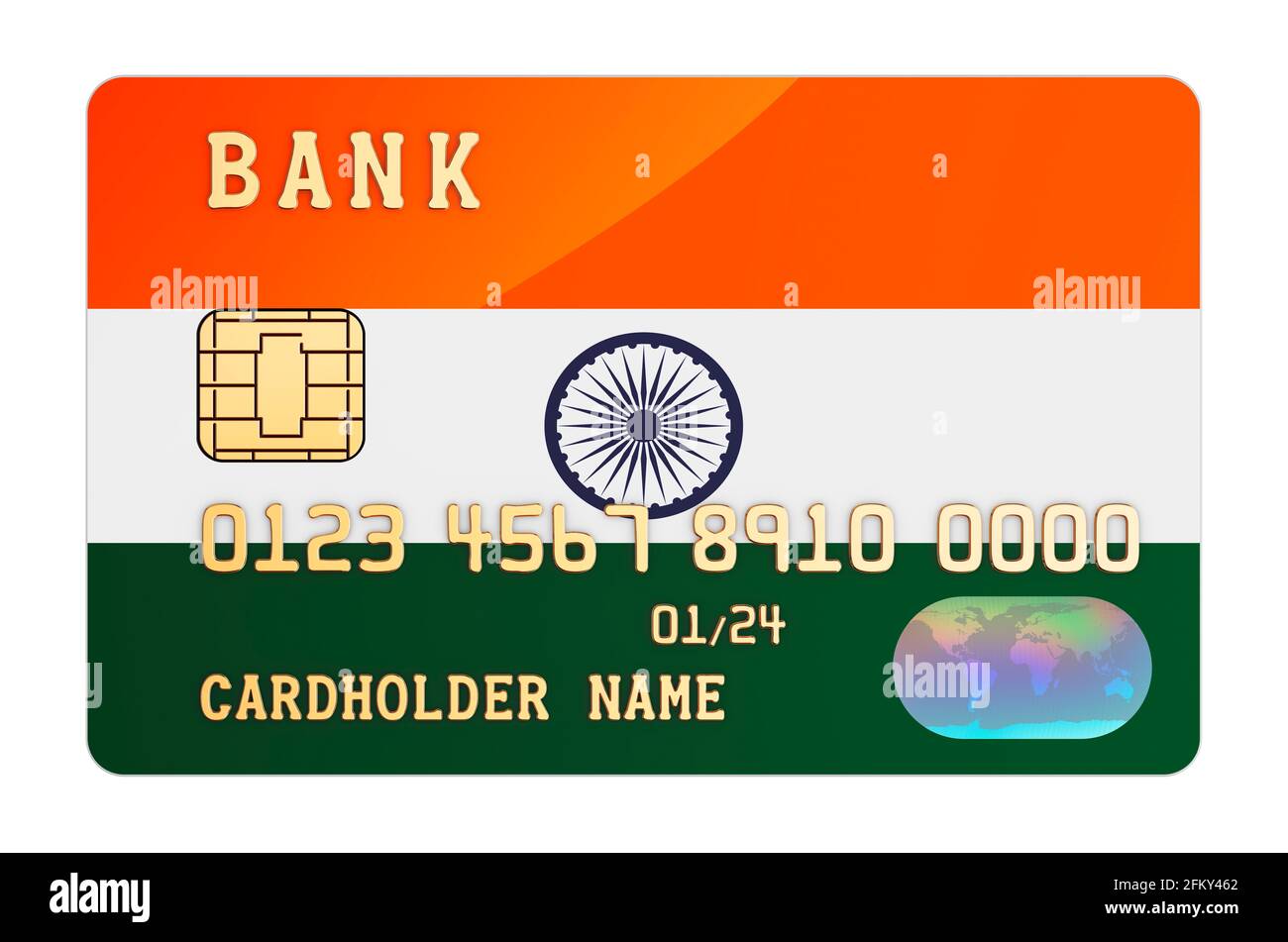 Bank credit card featuring Indian flag. National banking system in ...