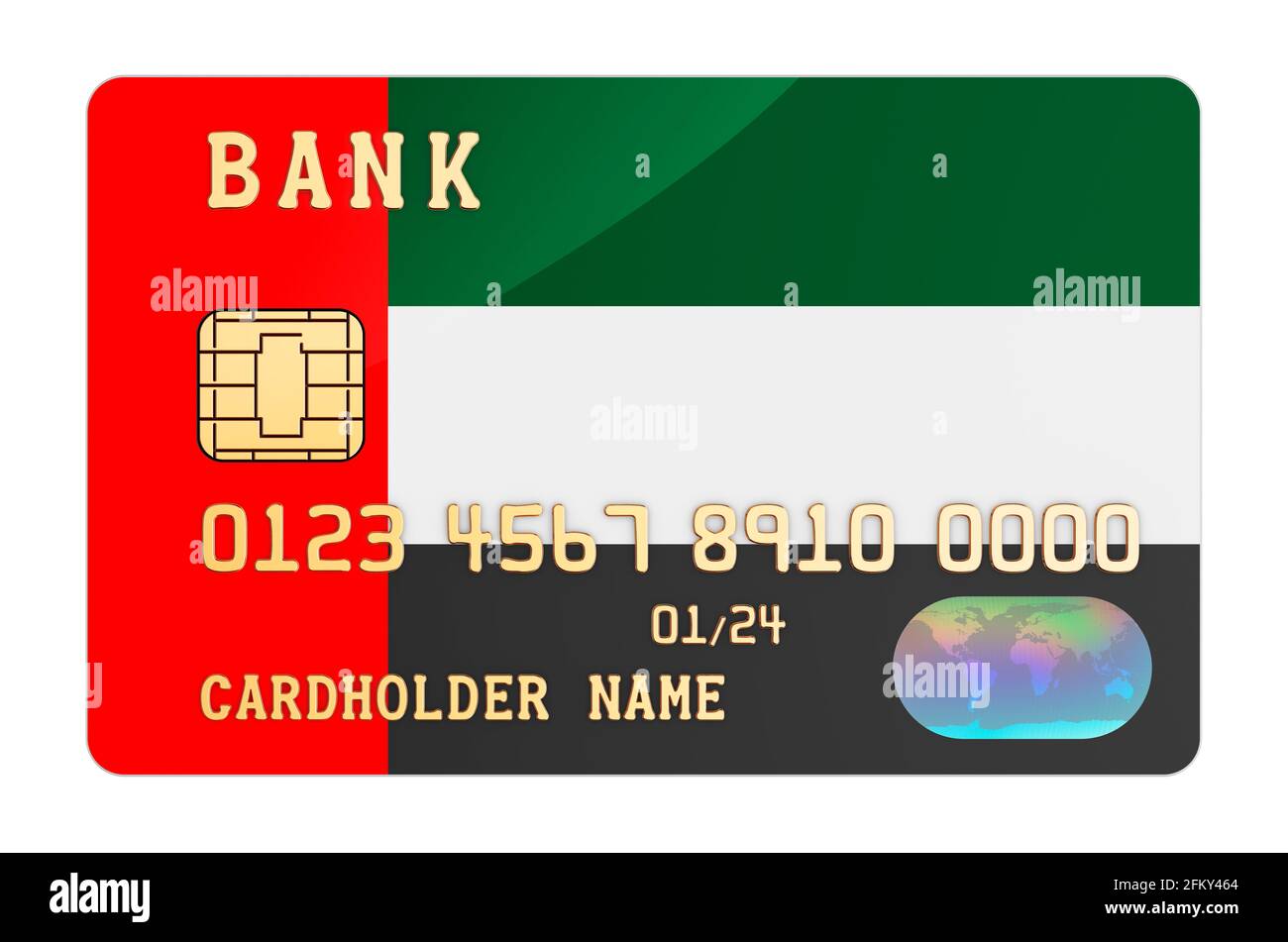 Bank credit card featuring the United Arab Emirates flag. National ...