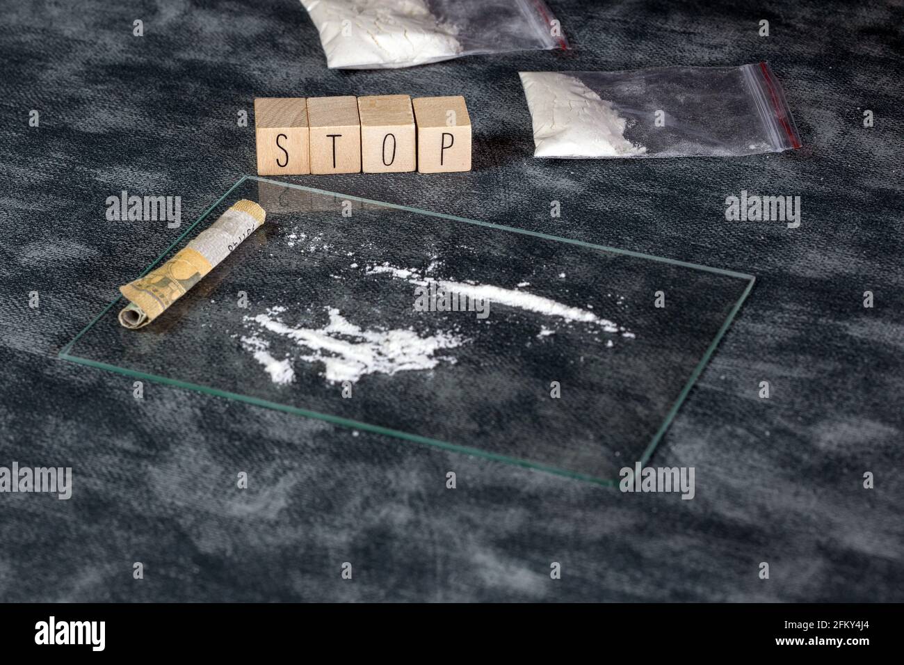 Drugs addiction, white powder line,cocaine,speed or other drugs and ...