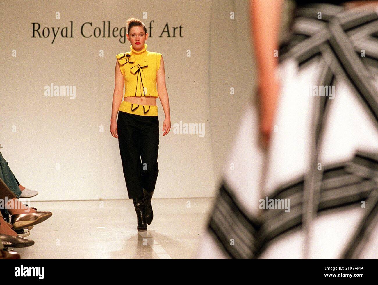 Royal College of Art June 2001Ma fashion model on catwalk show cloth by Bidyut Das Stock Photo ...