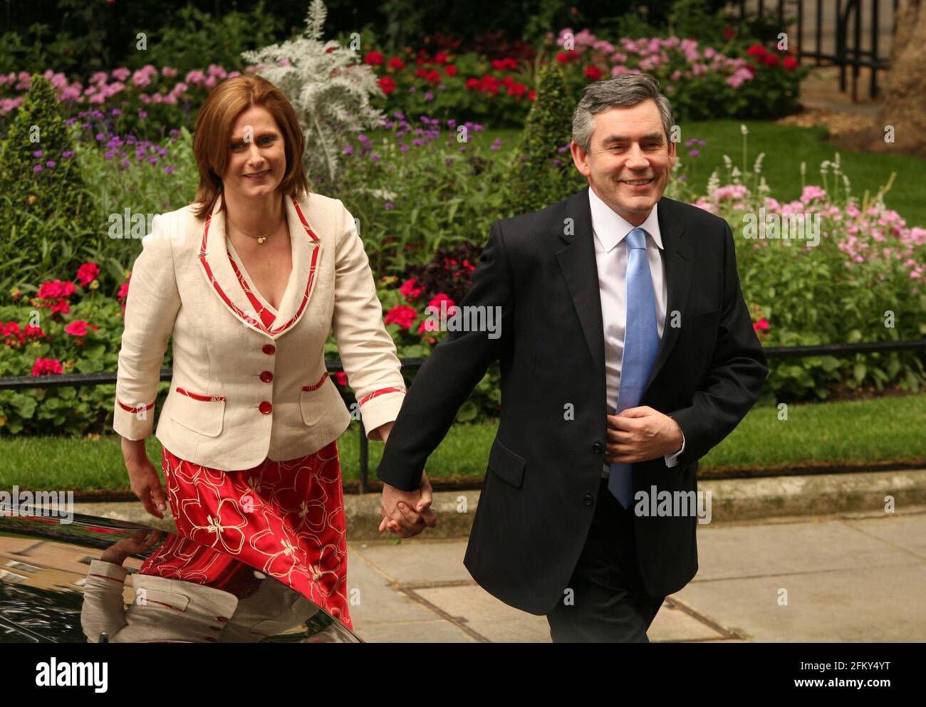 Gordon Brown arrives in Downing street on his first day as Britians new ...